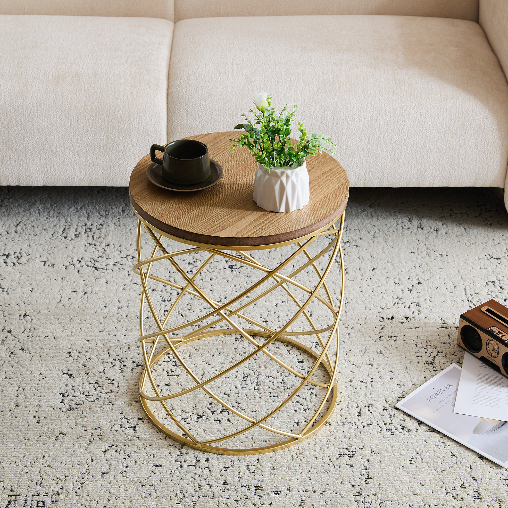 Mercer41 Golden Side table [MDF TOP+ METAL FRAME] - Wayfair Canada